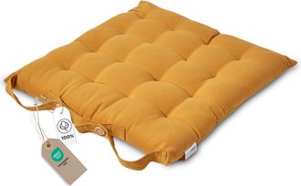 Homescapes Stuhlkissen 40x40 cm senfgelb - Sitzkissen Outdoor/Indoor mit Baumwollbezug, Sitzpolster waschbar und Oeko-TEX-Zertifiziert f&uuml;r Esszimmer-, K&uuml;chen- & 