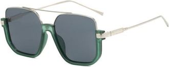 Generic Lunettes de soleil dété semi-sans monture pour homme et femme - Monture carrée rétro - Double pont - UV400 - Gris argenté - Taille unique 2026