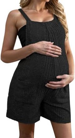 Generic Combinaison de maternit&eacute; courte pour la grossesse Combinaison de maternit&eacute; pour la grossesse Salopette noire Short sans manches Combishort d&eacute;t&eacute; Barbot