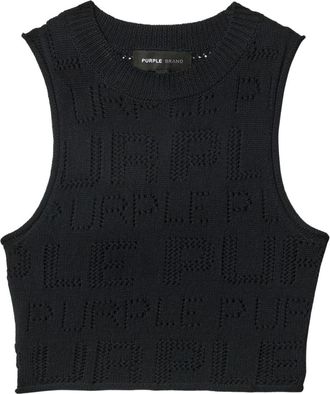 Purple Top mit perforiertem Logo - Schwarz