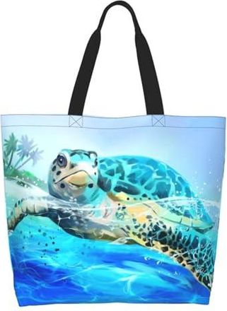 Generic Tortue Marine Oc&eacute;anique Sac Courses L&eacute;ger Sacs De Courses Grand Sac &Agrave; Bandouli&egrave;re Pour Quotidienne Universit&eacute; Shopping