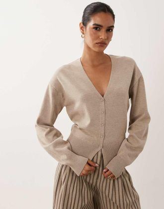 Gina Tricot Gina Tricot - Gilet en maille structur&eacute;e - Taupe-Gris