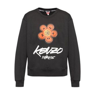 Kenzo Homme, Sweatshirts et sweats à capuche, Noir, Taille: S Pull noir à motif floral col rond