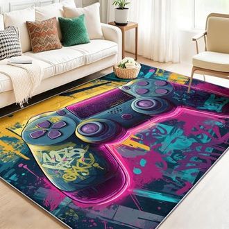 Generic Tapis de Salon Chambre Salle &agrave; Manger Adulte Bureau Design Manette De Jeu De Dessin Anim&eacute; Poil Court Doux Moelleux 120 x 180 cm, Color&eacute;