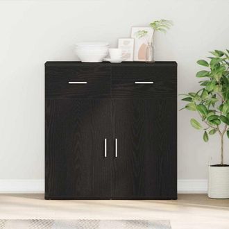 vidaXL Vidaxl - Buffet avec tiroir Ch&ecirc;ne noir 79 x 38 x 80 cm Bois ding&eacute;nierie