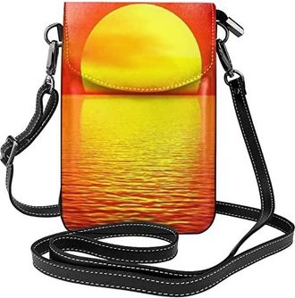 IUBBKI Porte-monnaie pour téléphone portable Red Sunrise - Petit portefeuille en cuir à bandoulière pour femmes Sac à bandoulière pour carte de transport Cos