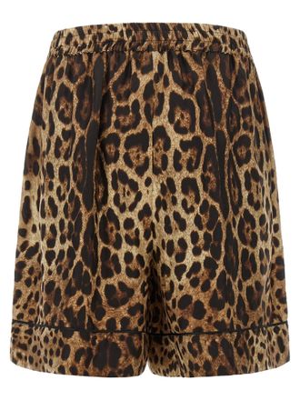 Dolce & Gabbana Leopard-Print Silk Satin Shorts - Brown