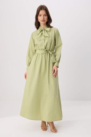 Trendyol Modest Damen Gr&uuml;n Einfarbig Maxi Lang A-Linie Modest Kleider