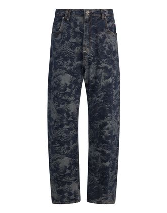 Philipp Plein Beach Boy Fit Jeans All-Over Skulls Skull