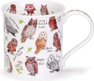 Dunoon Tasse aus Knochenporzellan, Motiv: Ornathologie (Eulen)
