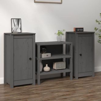 vidaXL Buffets 2 pcs Gris 40x35x80 cm Bois massif de pin