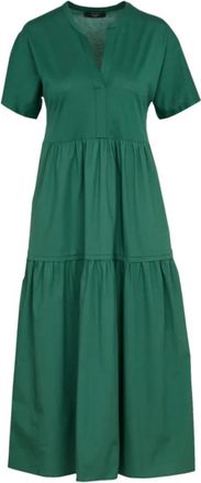 Max Mara Femme, Robes, Vert, Taille: 40 FR Robe Midi Volant&eacute;e en Jersey de Coton