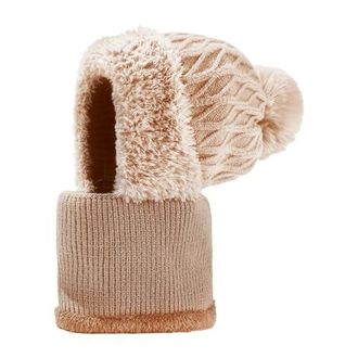 Generic Capuche dhiver tricot&eacute;e 3D - &Eacute;charpe chaude int&eacute;gr&eacute;e r&eacute;sistante au froid - Couvre-chef thermique coupe-vent | Pour ski, d&eacute;placement, voyage, bureau, e