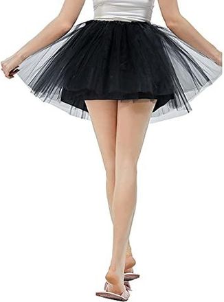 Generic Jupe en tulle pour femme, jupe tutu 4 couches, jupes multicolores d&eacute;contract&eacute;es, jupes courtes bouffantes taille haute couleur unie en maille, jupe l&eacute;