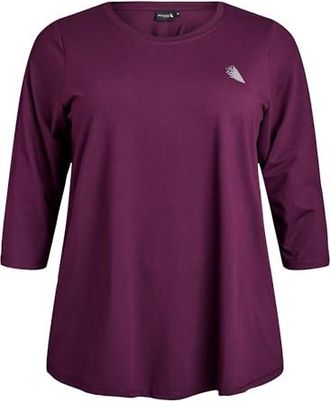 Zizzi Active by T-shirt dentraînement pour femme avec manches 3/4 Taille 42-56, Aubergine, 58-60 grande taille