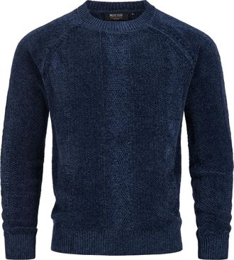 Indicode Herren INOlio Herren Pullover mit Rundhalsausschnitt | Strickpullover im Regular Fit | Klassischer Strick mit Strukturmuster Sky Captain, XXL