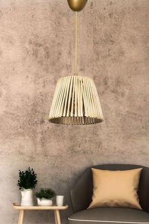 Opviq Bohemian Rustic Chandelier, 20 cm Diameter, 75 cm Height | Plastic Body, E27 Socket Max 40W | Natural Colors, Perfect for Scandinavian Decor