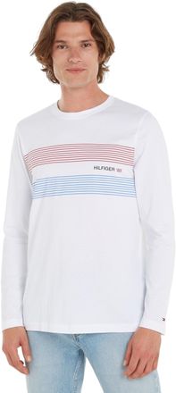 Tommy Hilfiger Herren Langarmshirt aus Baumwolle, Weiß (White), L