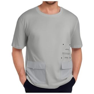 Generico T-shirt pour homme europ&eacute;en sensible au gel respirant et doux, grande taille, chemise d&eacute;contract&eacute;e et confortable, &agrave; manches courtes et col rond, gris