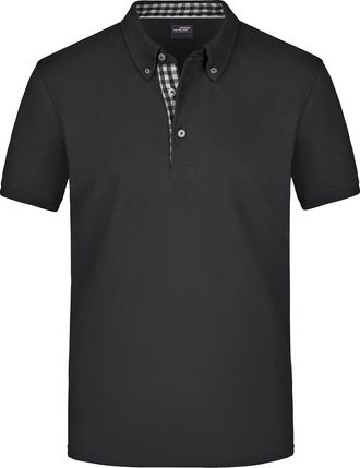 James & Nicholson Klassisches Herren Polohemd - Polohemd mit Button-Down-Kragen | Farbe: black/black-white | Gr&ouml;sse: XXL