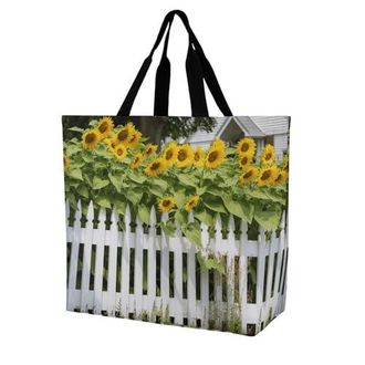 Generic Tournesols Cl&ocirc;ture Blanche Sac A Main Femme L&eacute;ger Sacs De Courses Pliable Sac A Main Femmes Pour Shopping Plage Voyage