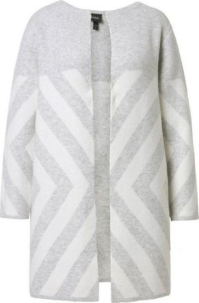 Ulla Popken Strickjacke Strickjacke Streifen ohne Verschluss Rundhals