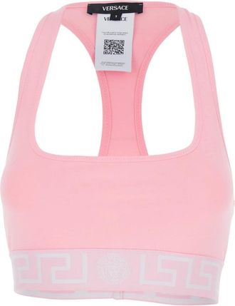 Versace Femme, Tops, Rose, Taille: 42 FR Top sans Manches &agrave; Encolure Carr&eacute;e