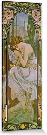 1art1 Alphonse Mucha Poster Die Vier Tageszeiten, Die Nacht, 1899 Bilder Leinwand-Bild Auf Keilrahmen | XXL-Wandbild Poster Kunstdruck Als Leinwandbild 90x3