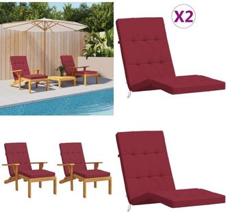 vidaXL Liegestuhl-Auflagen 2 Stk. Weinrot Oxford-Gewebe - Gartenstuhlkissen - Liegeplatzmatratze - Outdoorkissen - Sitzkissen - Poolliegenkissen - Home &