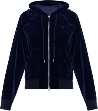 Tom Ford Femme, Sweatshirts et sweats &agrave; capuche, Bleu, Taille: 40 FR Velour Sweat &agrave; capuche