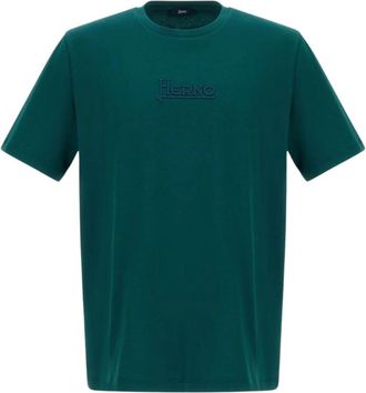 Herno Homme, Tops, Vert, Taille: S T-shirt en coton brod&eacute;