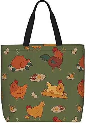 Generic Sac De Courses Motif De Poulets Sac Fourre Tout Femme R&eacute;utilisable De Grande Capacit&eacute; Sacs &Agrave; Main, Pour Shopping, Voyage, &Eacute;cole, Filles