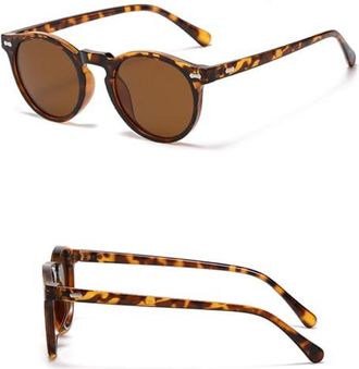 Generic Lunettes de soleil rondes à rivets polarisés pour hommes et femmes, petit cadre, lunettes de soleil océan pour hommes, lunettes colorées vintage, 4, T