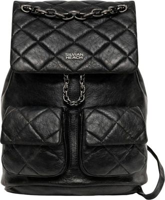 Silvian Heach Femme, Sacs, Noir, Taille: ONE Size Sac &agrave; dos matelass&eacute; avec cha&icirc;ne