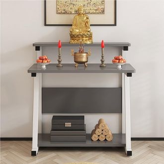 Generic Pooja-Tisch, moderner buddhistischer Altartisch f&uuml;r Meditation und Gebet, doppelst&ouml;ckiger Pooja-Schrank mit Stauraum f&uuml;r Wohnzimmer oder Hausaltar