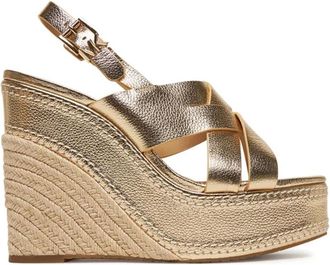Michael Kors Femme, Chaussures, Jaune, Taille: 38 1/2 EU Sandalette en cuir métallique avec espadrille