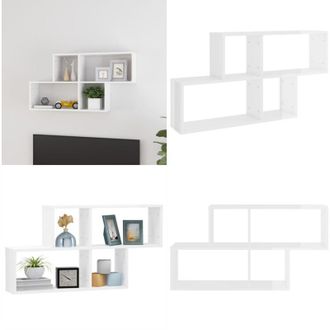 vidaXL Wandregal Hochglanz-Wei&szlig; 100x18x53 cm Holzwerkstoff - Wandregal - Regal - Wohnraum Dekoration - Holzwerkstoff M&ouml;bel - Wei&szlig;es Regal - Home & Living