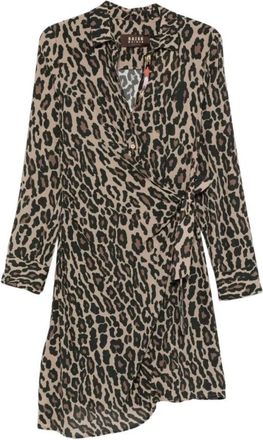 Bazar Deluxe Femme, Robes, Brun, Taille: 38 FR Robe portefeuille imprim&eacute; l&eacute;opard