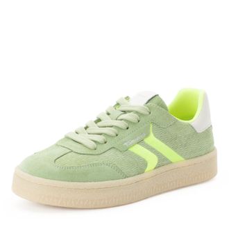 Tamaris Plateausneaker TAMARIS, Damen, Gr. 37, mint, neongr&uuml;n, Glattleder, Veloursleder, Fischgratmuster, unifarben mit Farbeinsatz, Schuhe Plateausneaker, Fr
