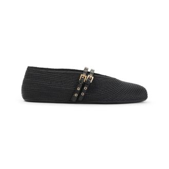 Alaia Schwarze Ballerinas aus Papierstroh - - Shoes - Damen - Schwarzk - 40 EU