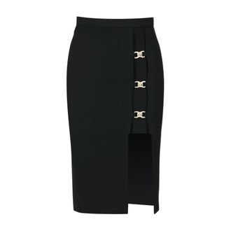 Simona Corsellini Schwarzer Viskoserock mit linker Schlitz und Haken - - Skirts - Damen - Schwarzk - L