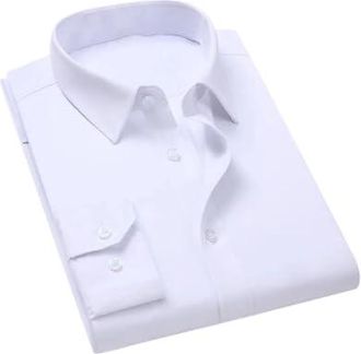 Generic Chemise daffaires de couleur unie d&eacute;contract&eacute;e &agrave; manches longues pour homme, blanc, XXL