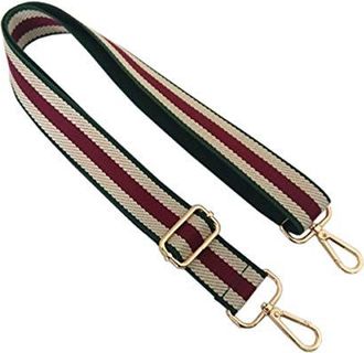 ACVIP Bandouli&egrave;re large r&eacute;glable de rechange &agrave; rayures multicolores pour sac &agrave; main - Multicolore - Vert et rouge., Taille unique
