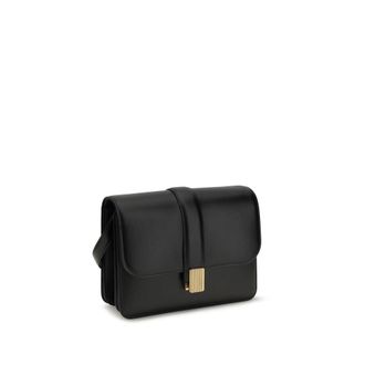 Khaite Womens Black Calf Leather Bos Taurus Shoulder Bag