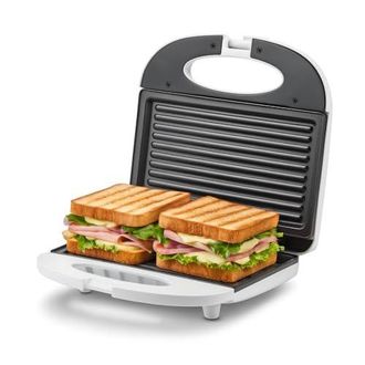 Girmi TS03 Toaster, 750 W, Antihaftplatten, Hitzebeständiger Griff mit Verschluss, Betriebs- und Temperaturanzeige, Weiß