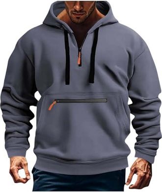 Generic Sweat &agrave; capuche pour homme avec fermeture &eacute;clair - Coupe ample - T-shirt &agrave; manches longues - T-shirt dext&eacute;rieur tendance et confortable - Pull de tran