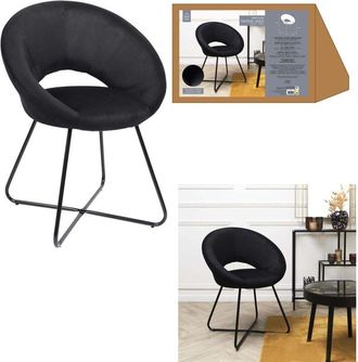 The Home Deco Factory The Home Deco Factory - Fauteuil Rond Velours C&ocirc;tel&eacute; Giulia Noir Home Deco Factory
