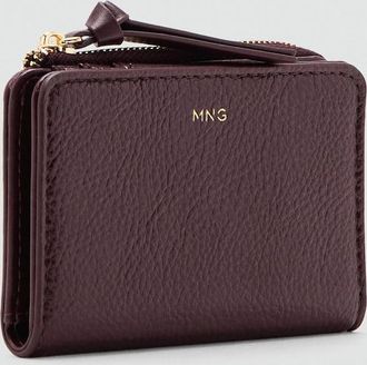 Mango Petit portefeuille cuir synth&eacute;tique bordeaux - Femme - Taille unique - MANGO