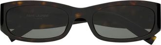 Saint Laurent Eckige Sonnenbrille mit Logo-Schild - Braun
