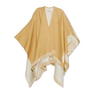 Burberry Ritter Woll-Seiden-Kaschmir-Cape - - Jackets - Damen - Beige - ONE SIZE